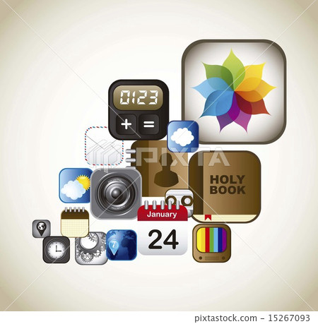 set icons of apps vintage style vector... - Stock Illustration ...
