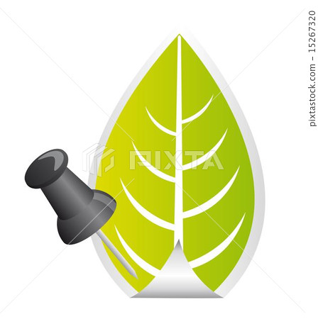 green leaf sticker with black push pin vector - Stock Illustration ...