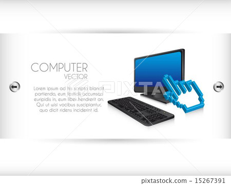 white banner with computer with cursor vector... - Stock Illustration ...