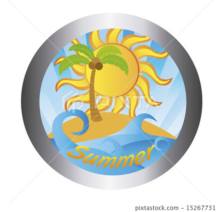 beach cartoon circle isolated over white... - Stock Illustration ...
