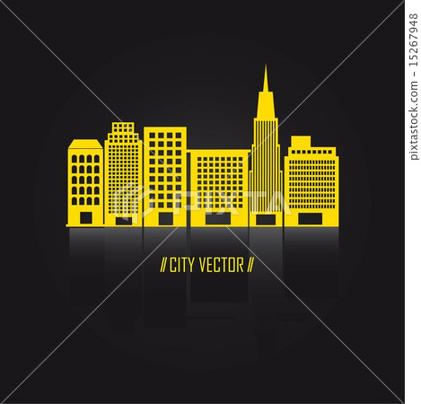 yellow city with shadow over black background... - Stock Illustration ...