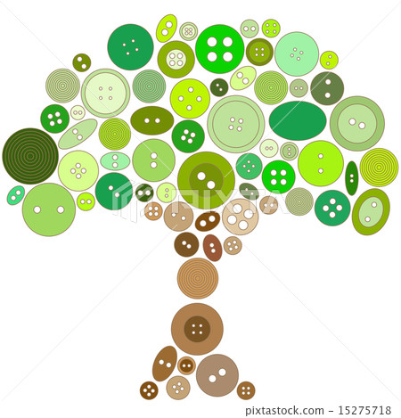 Tree made of green and brown buttons - Stock Illustration [15275718 ...