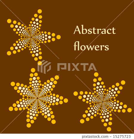 Set of 3 abstract flowers made of dots. - Stock Illustration [15275723 ...