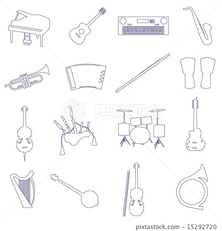 musical instruments outline vector icons set eps10 - Stock Illustration ...