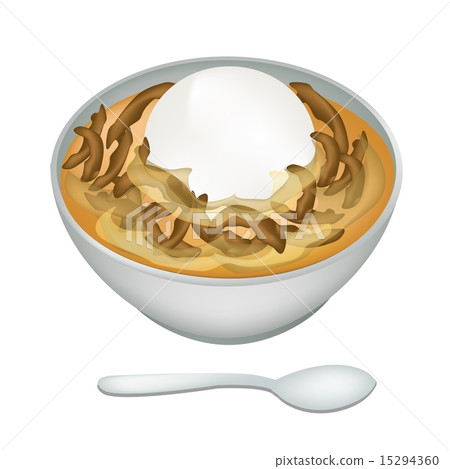 Bowl of Sweet Dumplings in Ginger Tea - Stock Illustration [15294360 ...