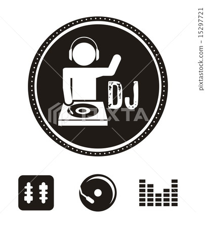 dj icons over white background vector illustration - Stock Illustration ...