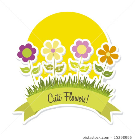 cute spring flowers over white background... - Stock Illustration ...