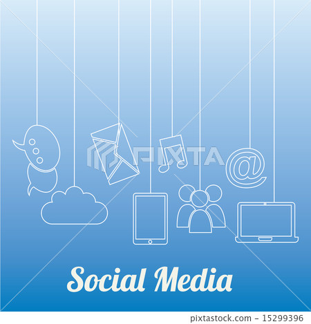 social media over blue background vector... - Stock Illustration ...