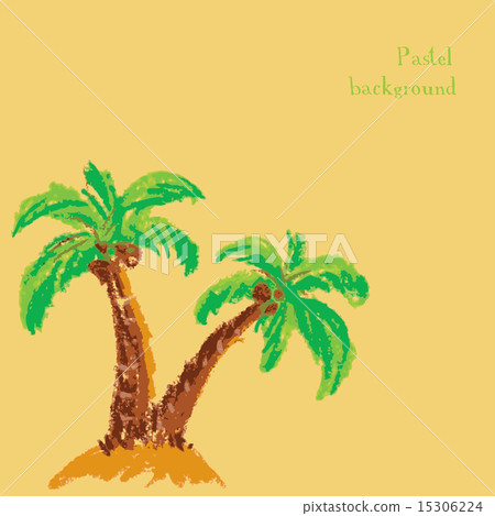 handmade drawing pastel chalks palm tree... - Stock Illustration ...