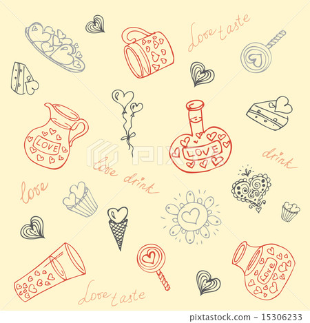 seamless vector background with different cute... - Stock Illustration ...