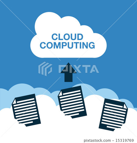 cloud computing over blue background vector... - Stock Illustration ...