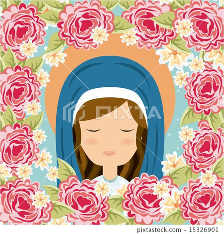 Holy Mary design over floral background vector... - Stock Illustration ...
