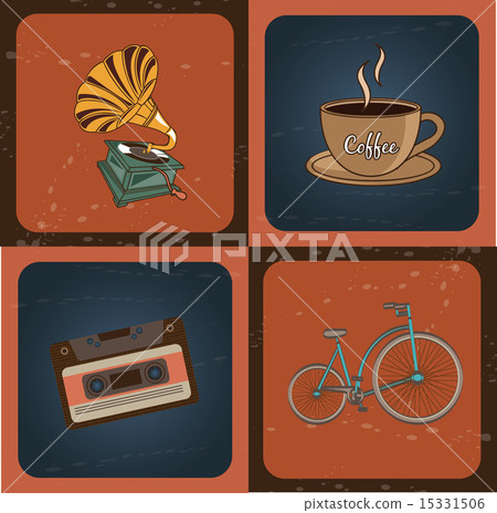 retro icons over vintage background vector... - Stock Illustration ...