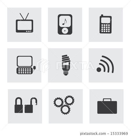 technology icons over gray background vector... - Stock Illustration ...