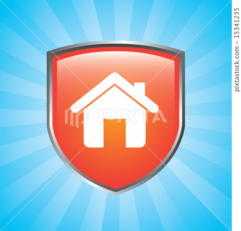 home shield over blue background vector... - Stock Illustration ...