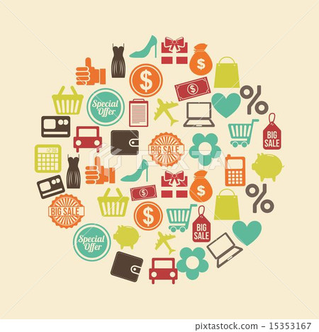 shopping icons over pink background vector... - Stock Illustration ...