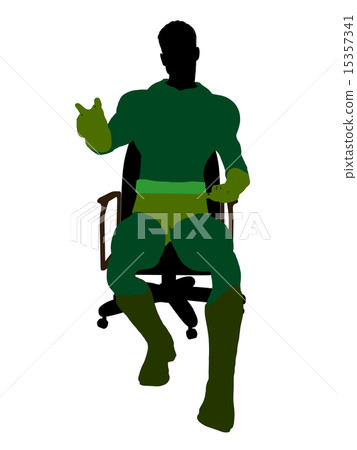Male Super Hero Sitting On A Chair Illustration... - Stock Illustration ...