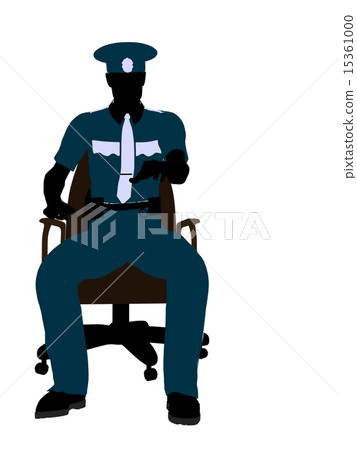 Male Police Officer Sitting In A Chair... - Stock Illustration ...