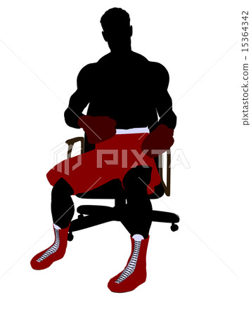 Male Boxer Sitting On A Chair Illustration... - Stock Illustration ...