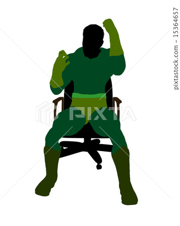 Male Super Hero Sitting On A Chair Illustration... - Stock Illustration ...