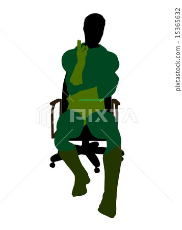 Male Super Hero Sitting On A Chair Illustration... - Stock Illustration ...