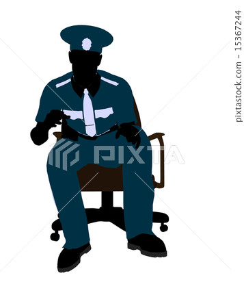 Male Police Officer Sitting In A Chair... - Stock Illustration ...