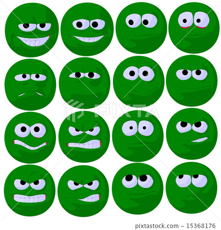 Cute Green Emoticon Art Illustration - Stock Illustration [15368176 ...