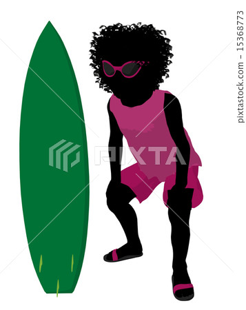 African American Beach Girl Silhouette... - Stock Illustration ...