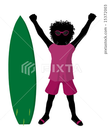 African American Beach Girl Silhouette... - Stock Illustration ...