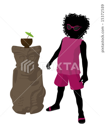 African American Beach Girl Silhouette... - Stock Illustration ...