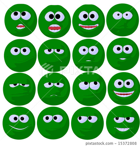Cute Green Emoticon Art Illustration - Stock Illustration [15372808 ...