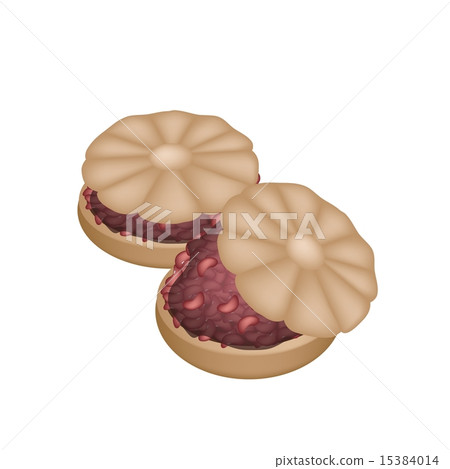 Japanese Sweet of Two Monaka Crisp Wafers - Stock Illustration ...