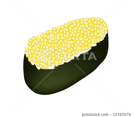 Yellow Tobiko Roe Sushi on White Background - Stock Illustration ...