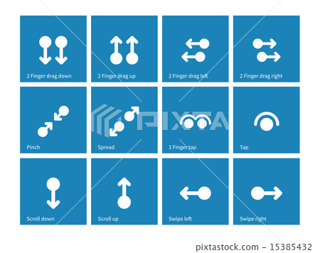 Touch screen gestures icons on blue background. - Stock Illustration ...