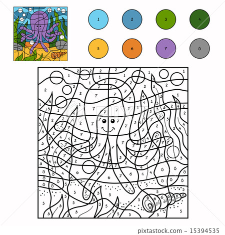 Color by number (octopus) - Stock Illustration [15394535] - PIXTA