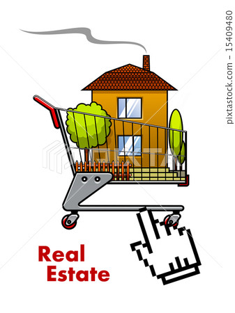 Cart with house for real estate industry - Stock Illustration [15409480 ...