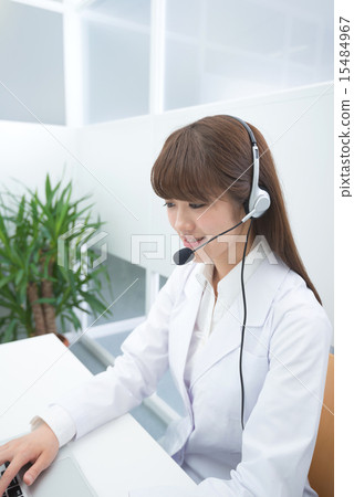 Stock Photo: intercom, operator, woman - Stock Image - Everypixel