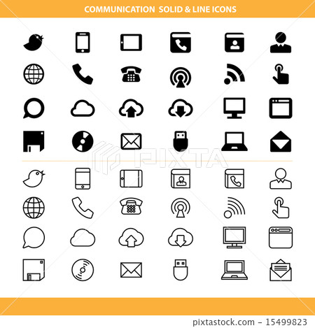 Communication solid and line icons set - Stock Illustration [15499823 ...