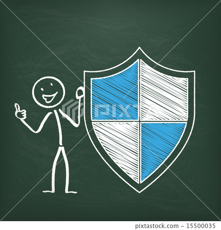 Blackboard Stickman Protection Shield - Stock Illustration [15500035 ...