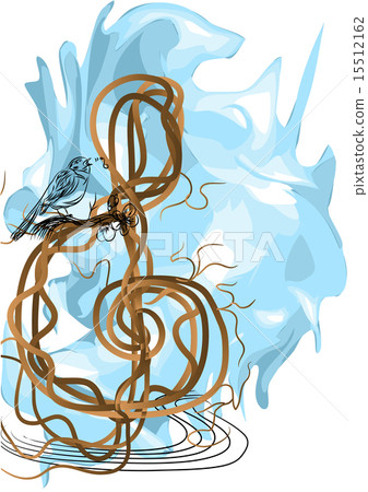 treble clef and bird - Stock Illustration [15512162] - PIXTA
