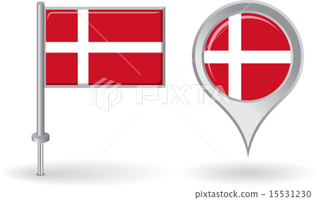 Danish pin icon and map pointer flag. Vector - Stock Illustration ...