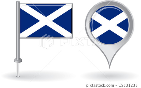 Scottish pin icon and map pointer flag. Vector - Stock Illustration ...