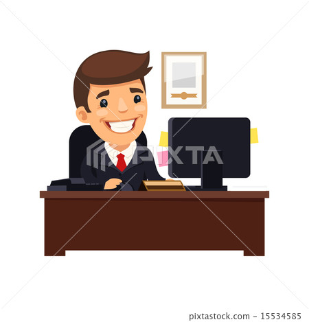 Boss Sitting at His Desk - Stock Illustration [15534585] - PIXTA