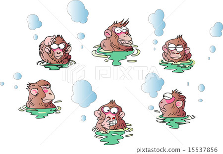 Monkeys and hot springs - Stock Illustration [15537856] - PIXTA