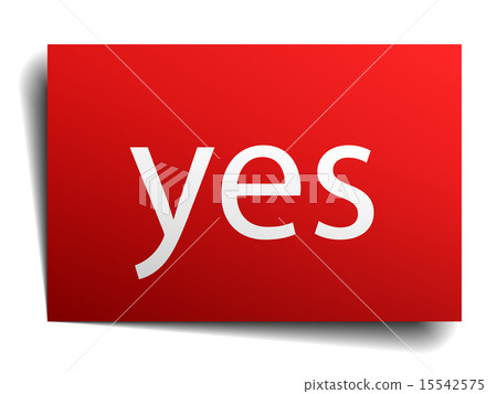 yes red square isolated paper sign on white - Stock Illustration ...
