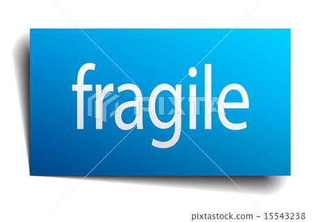 fragile blue paper sign on white background-插圖素材 [15543238] - PIXTA圖庫