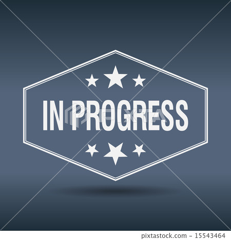 in progress hexagonal vintage retro style label - Stock Illustration ...