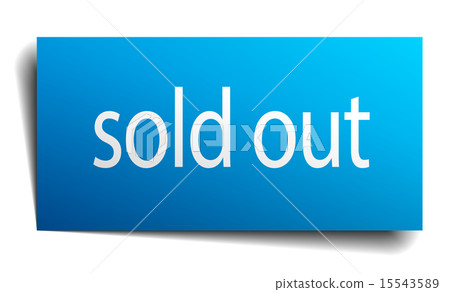 sold out blue paper sign on white background - Stock Illustration ...