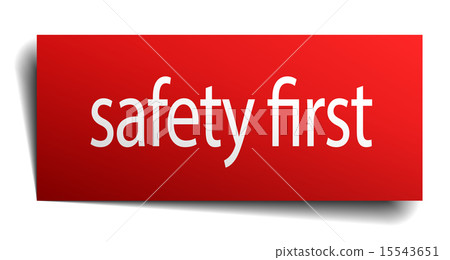safety first red paper sign isolated on white - Stock Illustration ...
