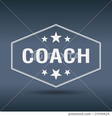 coach hexagonal white vintage retro style label - Stock Illustration ...